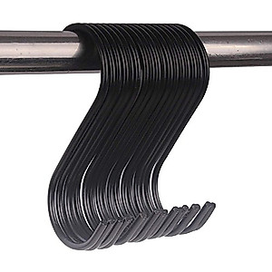 HYPYRANOW 50 Pack Black S Hooks Steel S Hanging Hooks Heavy Duty S Hanger Hook Metal Kitchen Pot Rack Hooks Closet Hooks Plants Hooks for Hanging Pot, Pan, Cups, Plants, Bags, Jeans, Towels