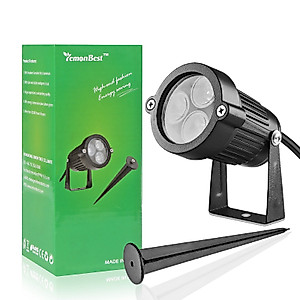 ONEVER LED Landscape Spotlight Outdoor, 6W 300Lumen Waterproof LED Lawn Lamp Lights with Spike for Home Garden Decor, DC 12V, Warm White (Pack of 1X)