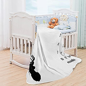 Tebaby Baby Monthly Milestone Blanket Boy - Newborn Month Blanket Unisex Neutral Personalized Shower Gift Deer Antlers Nursery Decor Photography Background Prop with Frame Large 51''x40''
