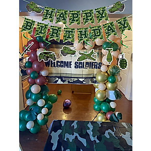 Army Birthday Party Decorations Camouflage Party Decoration Include Camo Happy Birthday Banner and Military Theme Hanging Swirls Decor for Boys Girls Birthday Party Supplies