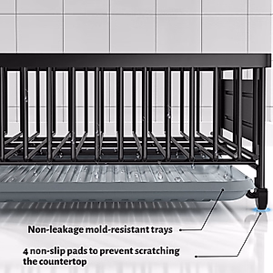 Cisily 2 Pack Dish Drying Rack, Extra Large Dish Rack Kitchen Counter - Countertop, Black Metal Dish Drainer with Drainboard, Sink - Dishes Racks Organizer Set & Home Organization Household Essentials