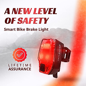 Tailgator Bike Rear Tail Brake LED Light - Accelerometer Brake Sensing Feature - Brightest Light at 300 Lumens - Rechargeable Battery Lasts Up to 60 Hours - Day/Night Visibility - Best Brake Light
