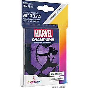 Gamegenic Marvel Champions The Card Game Official Hawkeye Art Sleeves | Pack of 50 Art Sleeves and 1 Clear Sleeve | Card Game Holder | Use with TCG and LCG Games | Made by Fantasy Flight Games