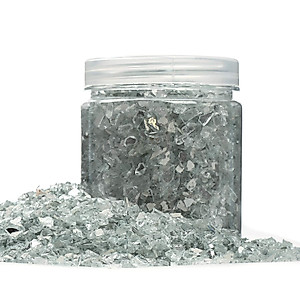 Alan Stone High Luster Reflective Fire Glass Gravel,Fire Gems,Fire Drops,Fire Glass Pebbles Stones Beads Chips for Fire Pit Fish Tank Aquarium Garden,3-6mm 305g/0.67lb (Mirror)