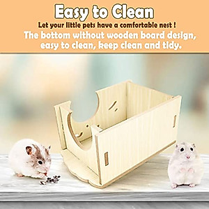 kathson Hamster Hideout Wooden Dwarf Hamster House Cute Syrian Hamster Hideout Hamster Sleeping House Detachable Handmade Hamster Hut Hide