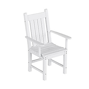 WO Outdoor Indoor Poly Lumber Dining Chair, All Weather, Fade UV Resistant Seat forPatio, Garden, Porch, Deck (White)