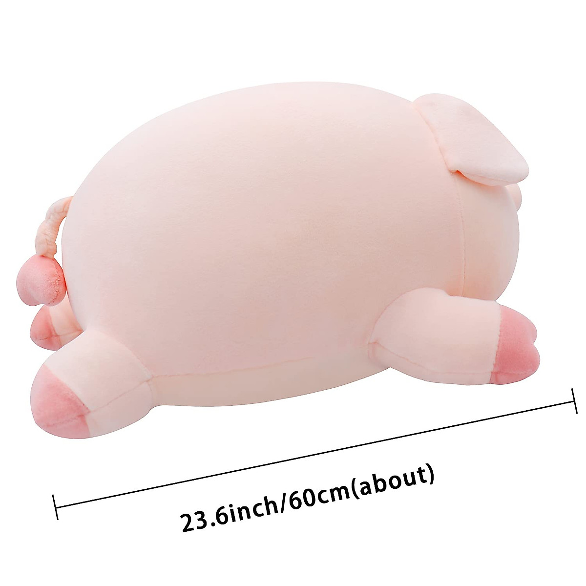 Fortuning's JDS Pig Hugging Pillow 23.6” Pig Plush Kawaii Plushies Cute Pillow Pig Stuffed Animal Plush Pillows, Fat Soft Stuffed Pig Plush Toy for Kids Girls Boys Birthday Adults Valentine's Day