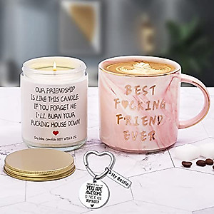 Birthday Gifts for Women Best Friends Friendship Gifts for Women Funny Gifts for Female BFF Female Bestfriend Bestie Lavender Scented Candles Coffee Mug Gifts for Friends Her Sister