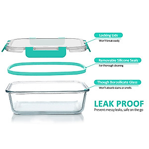 [10-Pack]Glass Meal Prep Containers with Lids, MCIRCO Glass Food Storage Containers with Snap Locking Lids, Airtight Lunch Containers, Microwave, Oven, Freezer and Dishwasher, Green