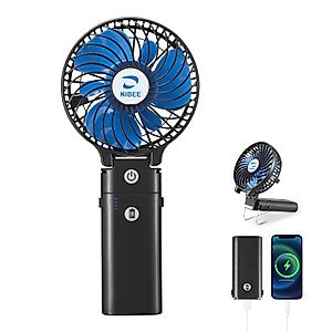 KIBEE Portable Fan,5200mAh Rechargeable Handheld Fan,180° Foldable Hand Fan,personal Fan,3 Wind Speeds Camping Fan.Mini Fan for outdoor,home,makeup,office(Black)
