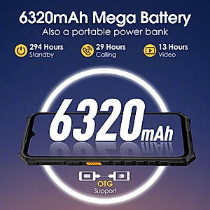 Ulefone Rugged Phones, Armor X13 (12+64GB), 50MP Rear Camera, 24MP Night Vision Camera, Android 13 OS Rugged Smartphone, 6.52” Screen, 6320mAh, NFC, GPS, Package with Exclusive Armor Case- Black