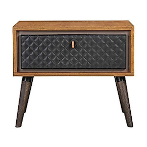 Armen Living Coco Single Drawer with Nightstand, Black/Balsamico