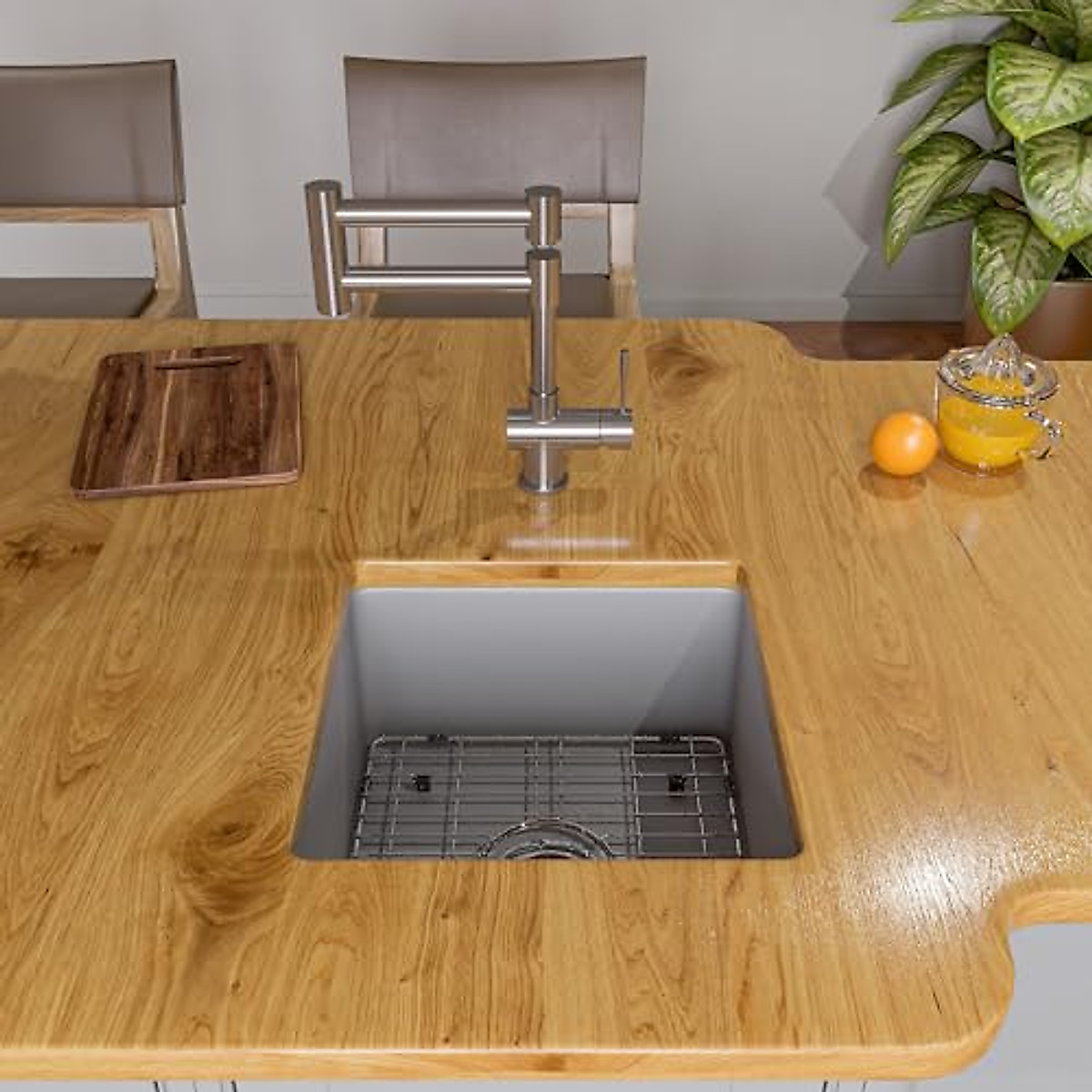 ALFI brand AB2038 Solid Retractable Single Hole Kitchen Faucet, Polished Stainless Steel