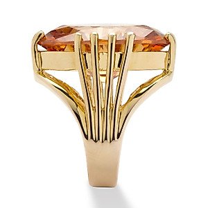 PalmBeach Yellow Gold-plated Oval Cut Champagne Cubic Zirconia Cocktail Ring Sizes 7-12 Size 9