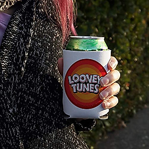 Looney Tunes Logo Can Cooler - Drink Sleeve Hugger Collapsible Insulator - Beverage Insulated Holder