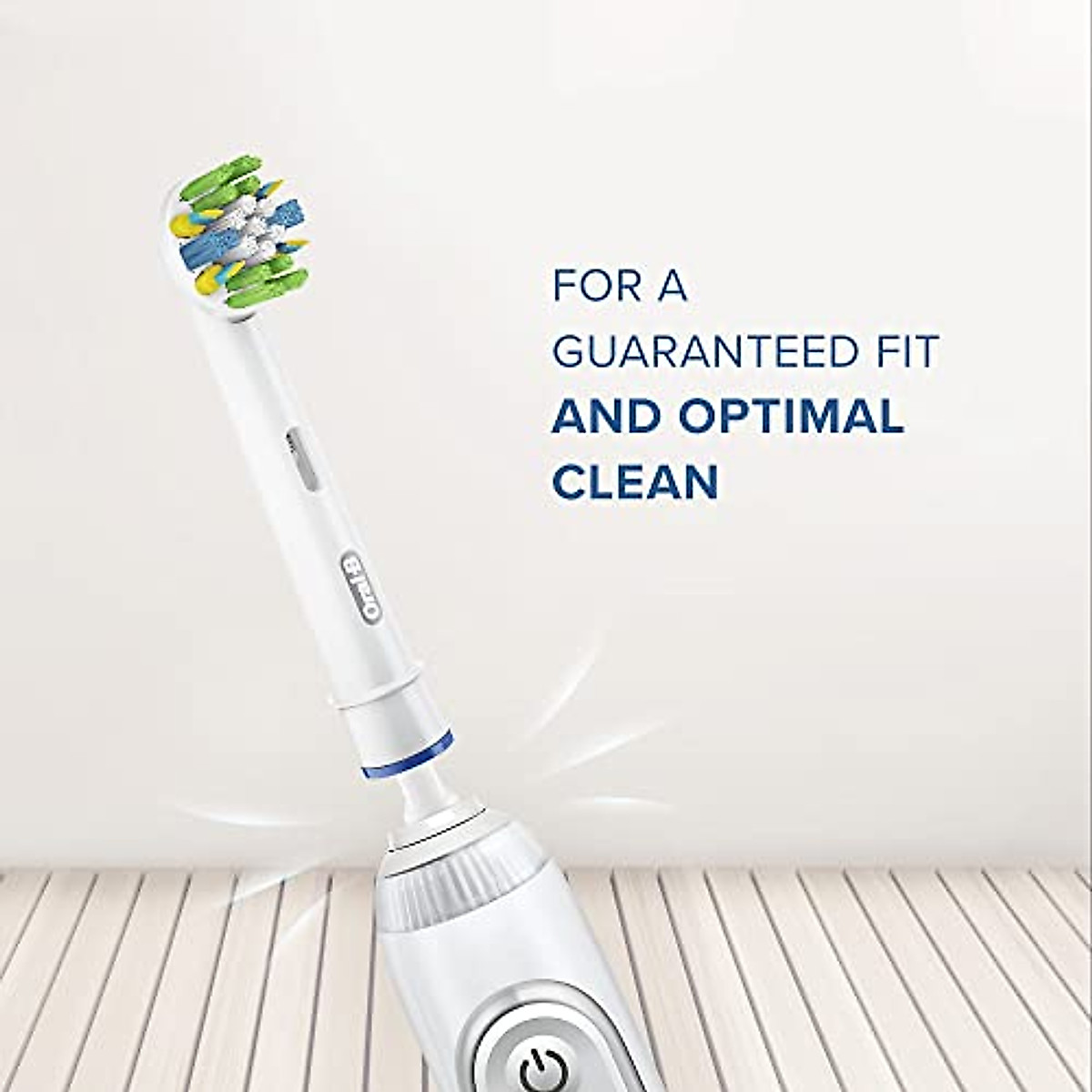Oral-B Floss Action Electric Toothbrush Head with CleanMaximiser Technology, Angled Bristles for Deeper Plaque Removal, Pack of 4, Green, White, Yellow