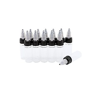 HuoHuo Hard Plastic Extruded Liquid Bottle,PET Plastic Bottle,Dispensing Bottle,13 Pcs 0.5 oz Bottles,Laboratory wash Bottle,drip Bottle,Tattoo Ink Bottle,Watercolor Pigment Bottle(15ml)