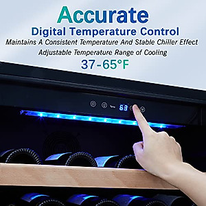 Yeego 24inch Wine Cooler,Wine Fridge 54 Bottle Wine Refrigerator with Professional Compressor Fits Large Bottles Low noise Built in or Freestanding Wine Fridge