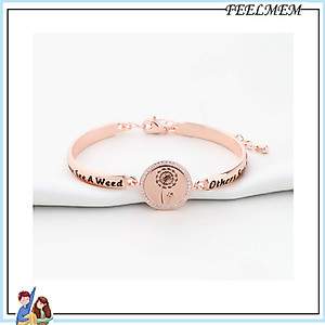 FEELMEM Dandelion Wish Bracelet Some See a Weed Some See a Wish Dandelion Charm Bracelet For Friend Sister Graduation Gift New Adventure Gift (some see-Rose gold)