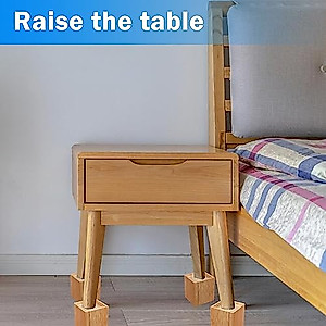 GNIEMCKIN Set of 4 Wood Bed Risers, 4 Inch High, Natural Wood Furniture Lifters, Heavy Duty Sofa risers for Sofa, Bed, Chair, Table