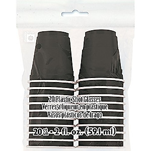 Black Disposable Plastic Shot Glasses - 2oz, 20 Pieces - Perfect for Events and Celebrations