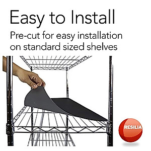 Resilia Shelf Liner Set for Wire Shelving Units – 5 Pack, 16 Inches x 36 Inches, Black Vinyl, Anti-Slip, Heavy Duty, Made in The USA, for Kitchen, Bathroom, Garage Storage