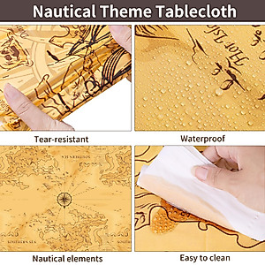 Durony 169-Piece Pirate Tableware Set - Pirate & Treasure Theme Birthday Party Supplies - Plastic Tablecloth, Plates, Napkins, Cups & Favors - Treasure Map Decors