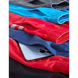 5 Pack Big Boys Youth Athletic Mesh Basketball Shorts with Pockets Quick Dry Activewear (Set 2, Medium)