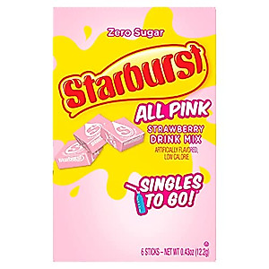 Starburst Singles To Go Powdered Drink Mix, All Pink Strawberry, 3 Boxes with 6 Packets Each - 18 Total Servings, Sugar-Free Drink Powder, Just Add Water, 6 count (Pack of 3)