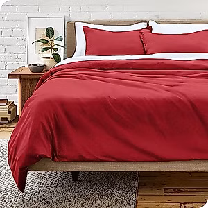 Bare Home Duvet Cover Queen Size - Premium 1800 Super Soft Duvet Covers Collection - Lightweight, Cooling Duvet Cover - Soft Textured Bedding Duvet Cover (Queen, Red)
