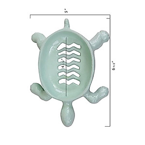 Urban Garage Market UGM Heavy Duty Cast Iron Turtle Soap Dish Holder - Seafoam Green Tortoise Shape - Kitchen Bathroom Laundry Soap Tray - Decorative & Hygienic Soap Container