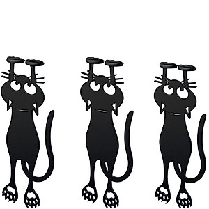 Curious Black Cat Bookmark: Locate Reading Progress with Cute Cat Paws, Reusable Creative Funny Hollow Cat Pattern Hanging Bookmark Page Markers(3pcs)