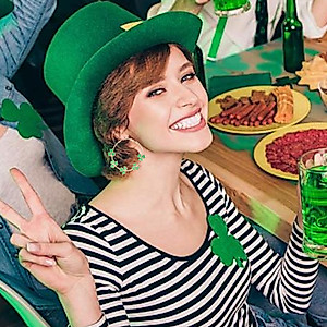 St Patricks Day Earrings for Women, Shamrock Hoop Earrings, Shamrock Earrings Shamrock Dangle Earrings, Lucky Clover Earrings Leaf Earrings, Dainty Irish Holiday Jewelry Gifts for Women (Green1)