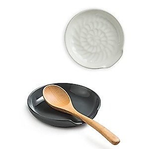 Porcelain Spoon Rest with Drip Tray for Multiple Utensils, Cooking&Large Stove Spoon Holder