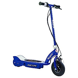 Razor E125 Kids Ride On 24V Motorized Battery Powered Electric Scooter Toy, Speeds up to 10 MPH with Brakes, and 8" Pneumatic Tires for Ages 8+, Blue