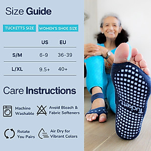 Tucketts Allegro Toeless Non-Slip Grip Socks - Anti Skid Yoga, Barre, Pilates, Home & Leisure, Pedicure - L/XL - 1 pair Black Swan