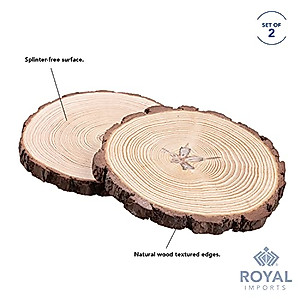 Royal Imports Round Wood Slices Discs, 9"-11" Large, Natural Unfinished Wooden Tree Bark Slabs for DIY Arts & Crafts, Rustic Table Centerpiece, Chargers, Trays, Wedding Decoration, 2 pack