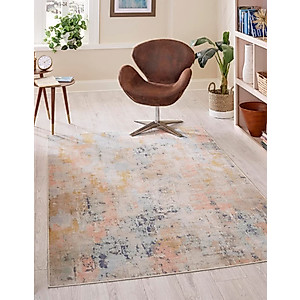Unique Loom Lotus Collection Area Rug - Royal (5' 3" x 8' Rectangle, Multi/ Ivory)