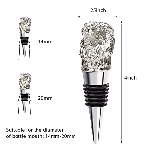 Coitak Lion Head Wine Pourer Spout, Wine Bottle Stopper for Home and bar, Animal Wine Pourer and Stopper With Silicone Rubber Fitting