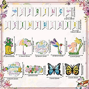 Marsui 27 Pieces Hello Spring Tiered Tray Decor Set Spring Flowers Butterfly Tiered Tray Decorations Spring Table Wooden Sign Rustic Farmhouse Decor for Spring Easter Home Kitchen Party Decor (Null)