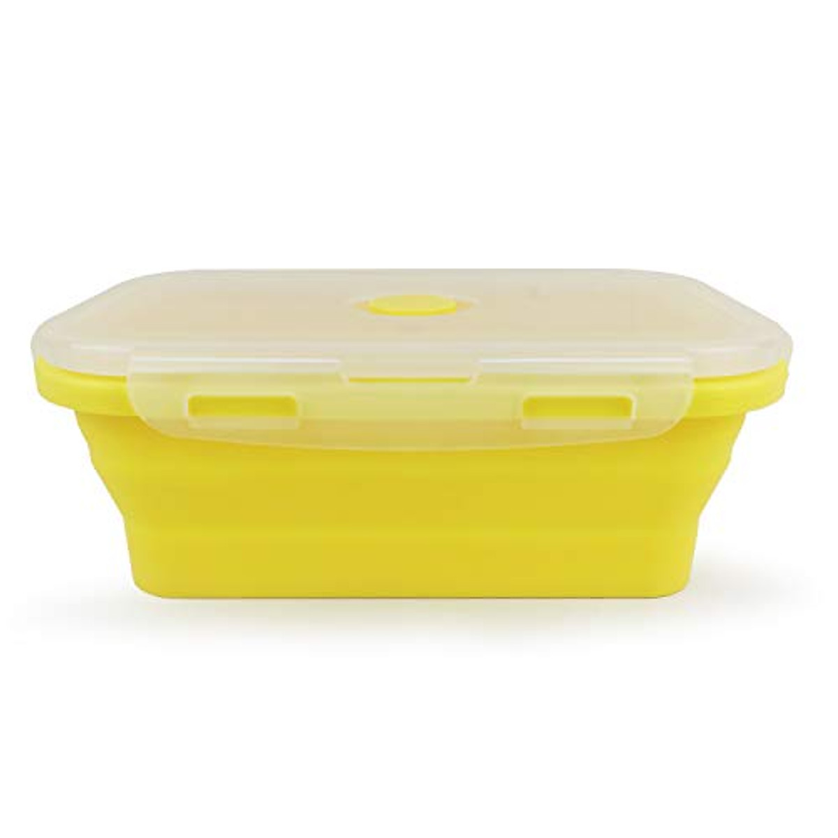 CCyanzi Set of 3 Yellow Collapsible Food Containers Collapsible Camping Bowl Silicone Storage Containers, Safe to Microwave and Freezer, 800ml