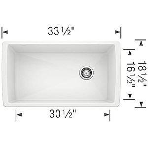 BLANCO, White 441767 DIAMOND SILGRANIT Super Single Undermount Kitchen Sink, 33.5" X 18.5"