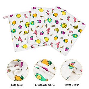 GIELYPANO 100% Cotton Absorbent Kitchen Dish Towels Set of 3,Gauze Kitchen Hand Towels, Ultra Soft Dish Towels Dish Cloths, Quick Drying Dish Rags - 12 x 12 Inches, 3 Pack (Fruit)