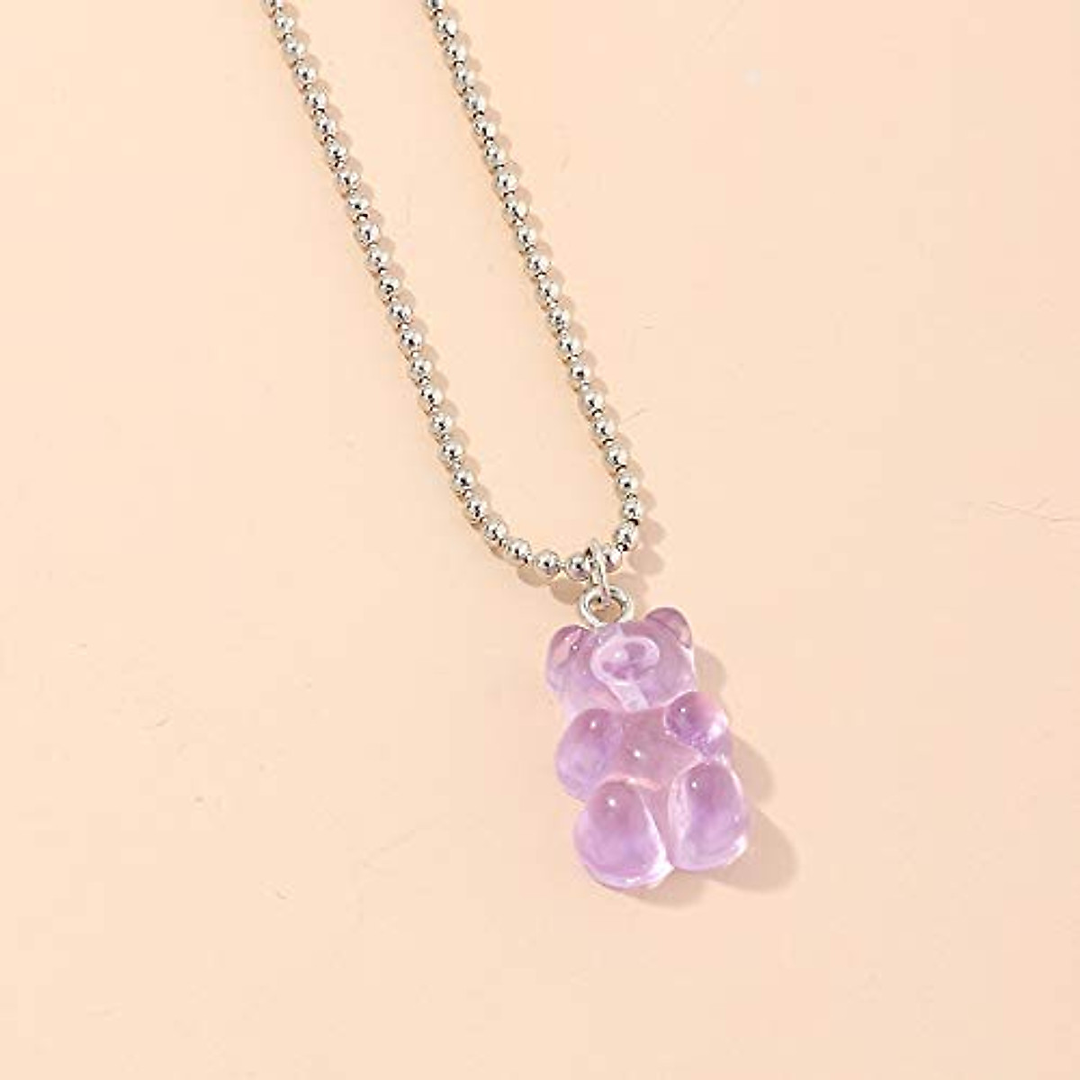 10 Pcs Colorful Resin Gummy Bear Pendant Necklace Cute Transparent Rainbow Candy Color Bear Chain Necklaces Accessories Lovely Twinkling Animal Punk Party Jewelry for Women Gifts