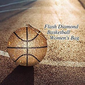 Gripit Women's Bling Basketball Purse with Diamond Accents Round Ball Crystal Bag Purse Wristlet Handbags Gold Clutch,Large