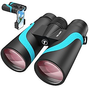 15x55 HD Binoculars for Adults High Powered, Large View Binoculars BAK4 Prism Waterproof Binoculars -Lightweight Binoculars for Bird Watching Hiking Travel Cruise Trip with Phone Adapter(Blue)