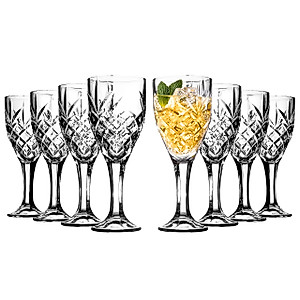 Royalty Art Wine Glasses Goblet Glassware Set of 8, 10oz, Tumbler Glasses, Decorative Chalice Kinsley Design for Beer, Liquor, Wine, Water, and Beverages, Party and Event Serving…
