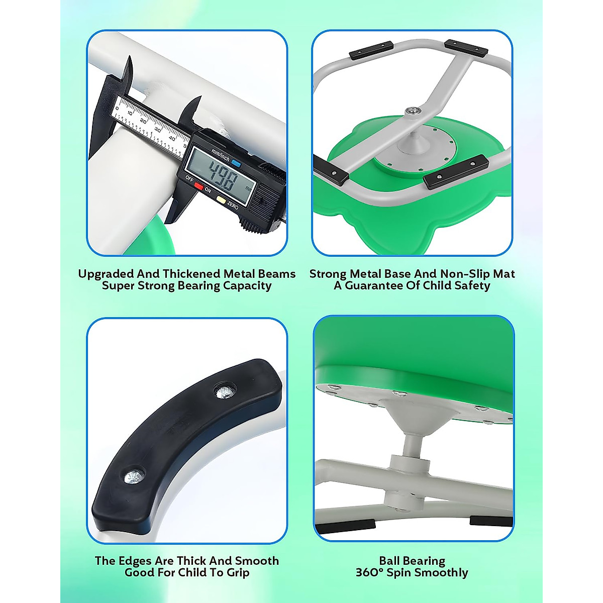 FAHKNS Autism Sensory Spinning Chair, Green Elephant Kids Swivel Chair, Sit and Spin Sensory Chair for Toddlers Overcoming Social Phobia Non-Slip Metal Base