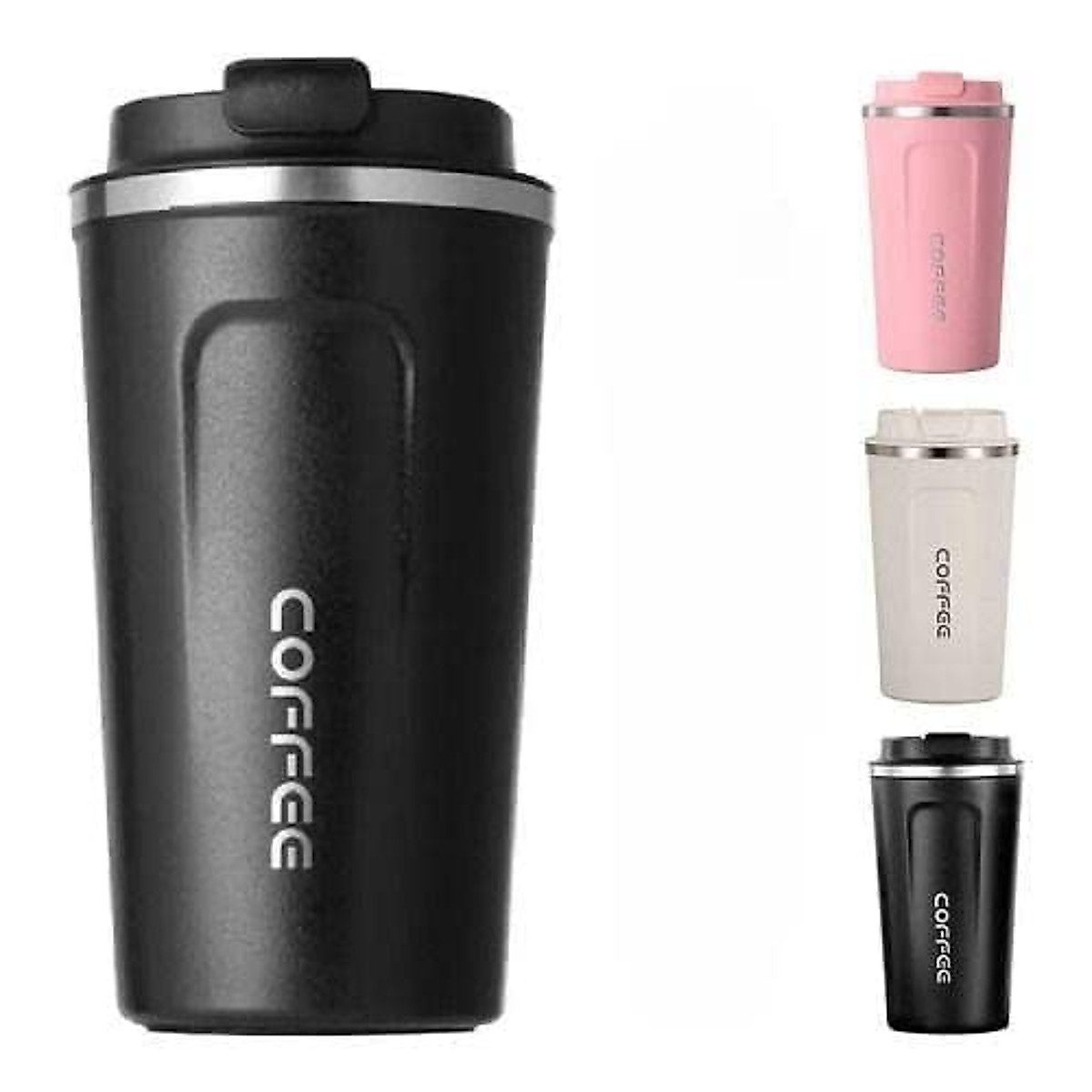 XENDER WORLD Coffee Travel Mug, 17 oz Insulated Tumbler Leakproof Lid Thermal Vaccum Mug Stainless Steel Double Wall Reusable Cup For Hot Cold Tea Drinks In Car Camping (Black)