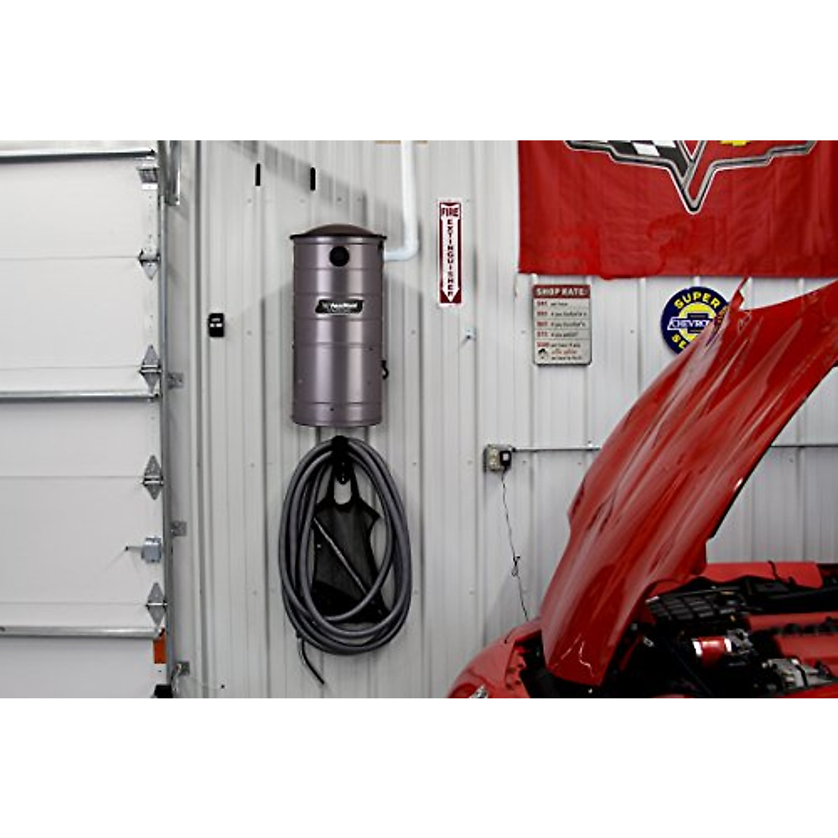 VacuMaid UV150GKP1 Extended Life Professional Wall Mounted Utility Vacuum with 50ft. Garage Kit Pro (Unit and Kit Plus 1 Inlet)